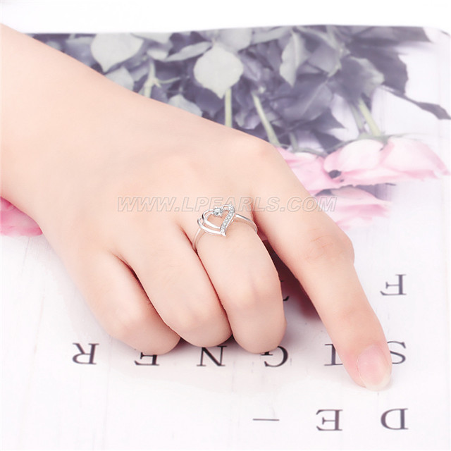 S925 sterling silver CZ love heart wedding ring for women LP pearl ...