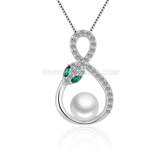 925 sterling silver zircon snake pearl necklace pendant LP pearl ...