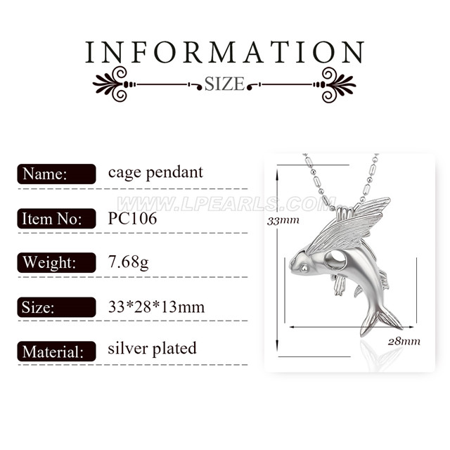 Silver plated fly fish locket necklace pendant 5pcs LP pearl jewelry store