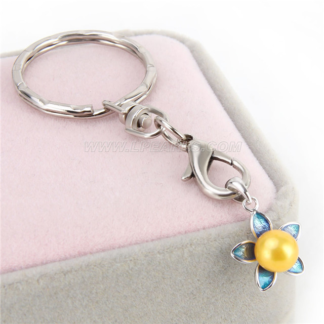 Portable silver plated simple design key chains 10pcs LP pearl jewelry ...