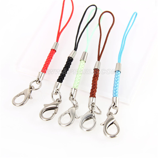 Portable silver plated simple design cell phone chains 10pcs LP pearl ...
