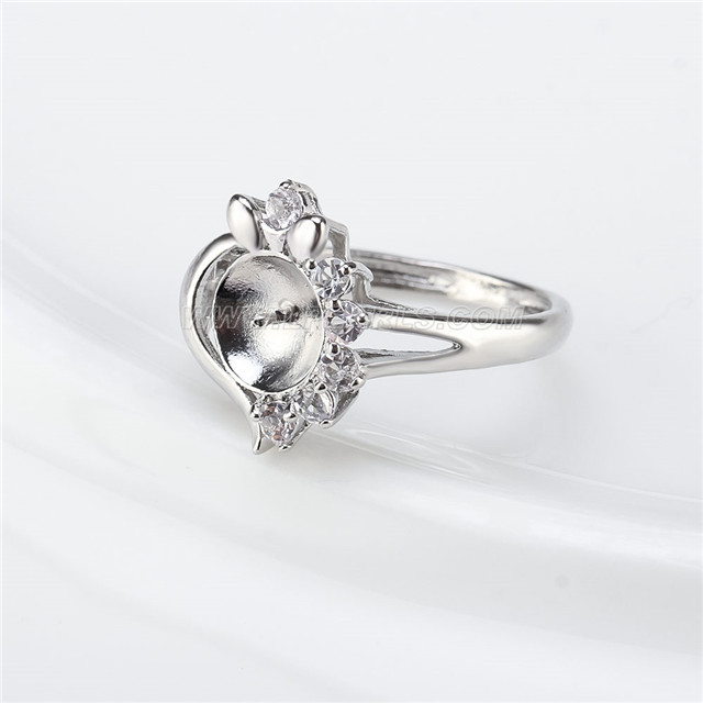 Silver plated CZ bloom pearl ring mounting for women LP pearl jewelry store