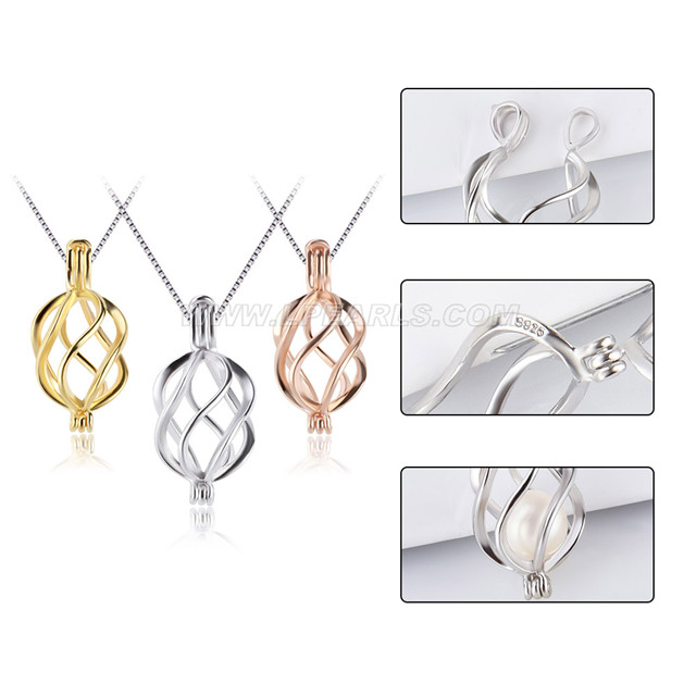 S925 sterling silver twist pearl cage pendant for women LP pearl ...