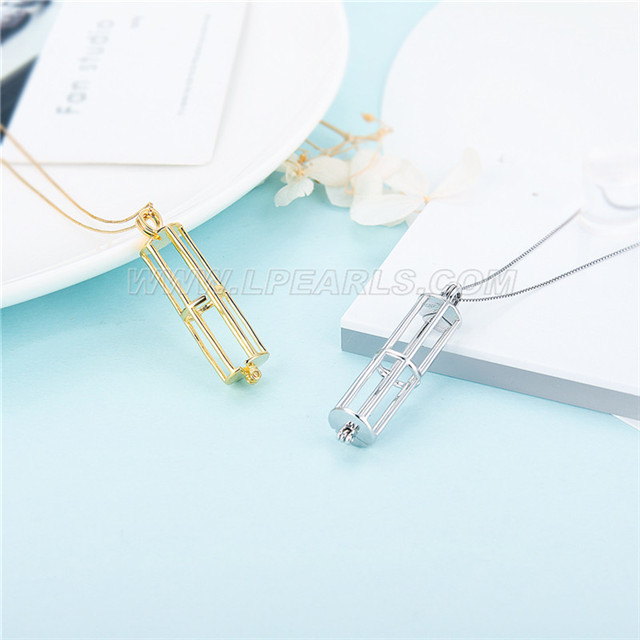 long shape 925 sterling silver pearl cage pendant, pearl pendant cage ...