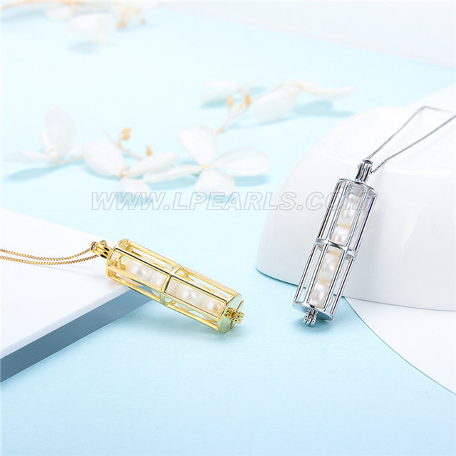 long shape 925 sterling silver pearl cage pendant, pearl pendant cage ...
