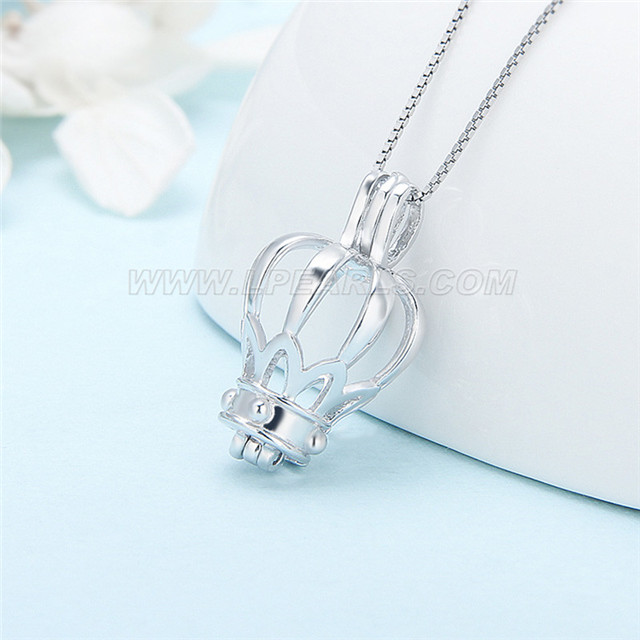 S925 sterling silver crown pearl cage pendant for women LP pearl ...