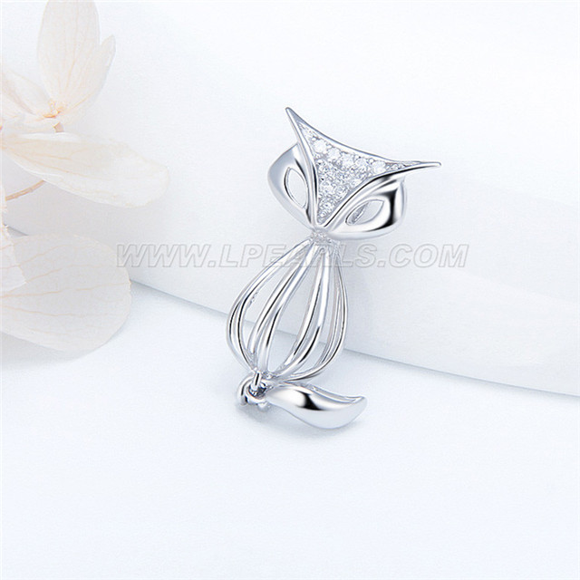 Fashion 925 sterling silver fox locket pendant LP pearl jewelry store