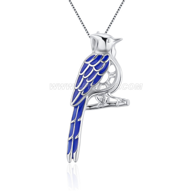 S925 sterling silver blue bird pearl cage pendant LP pearl jewelry store