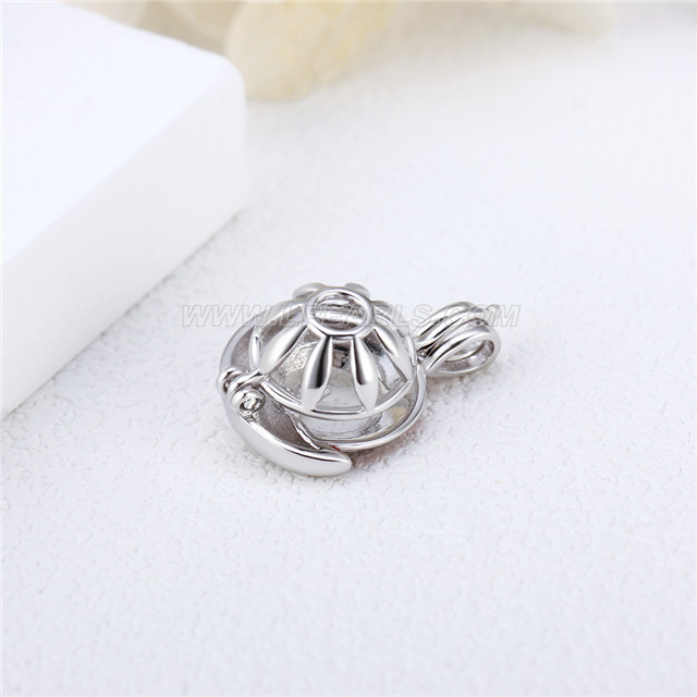 925 sterling silver rainbow moon stars pearl cage pendant LP pearl ...