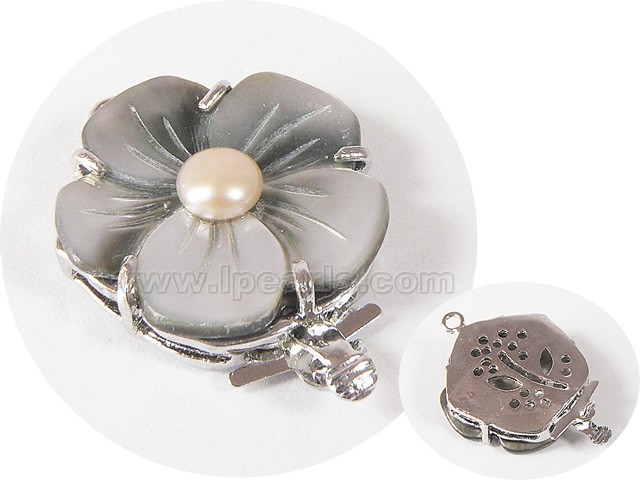 2.5cm 1 row black color flower sea shell clasp LP pearl jewelry store