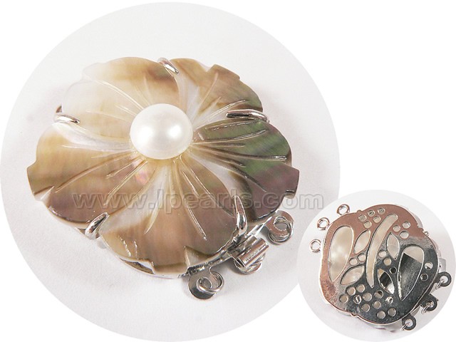 3.5cm attractive black flower shell clasp LP pearl jewelry store
